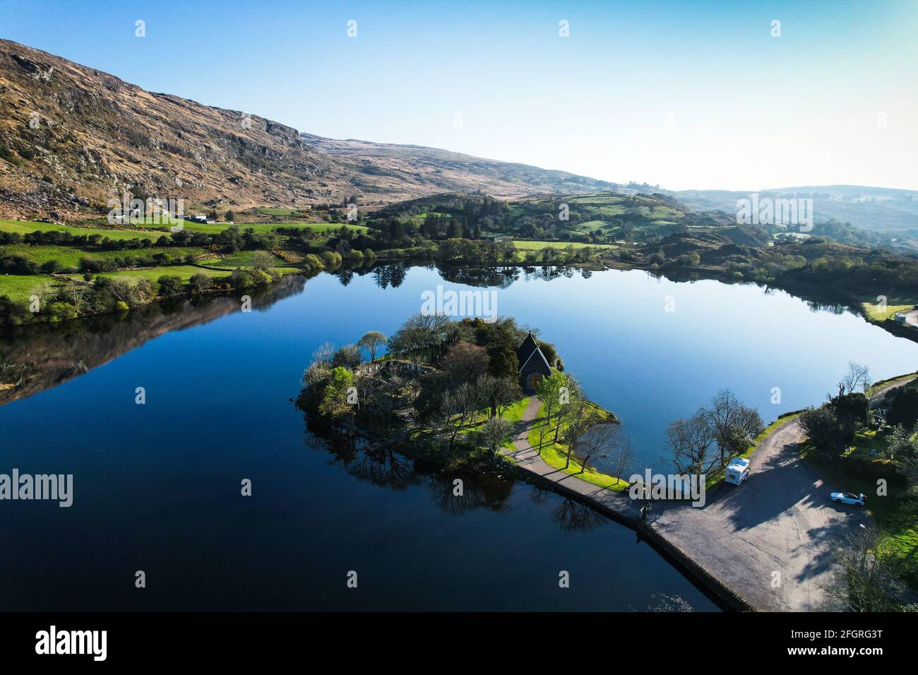 Aerial view of gougane barra island hi-res stock photography and images ...
