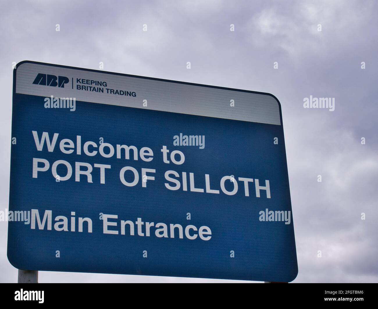 Signage at the entrance of the Port of Silloth, Cumbria, England, UK ...