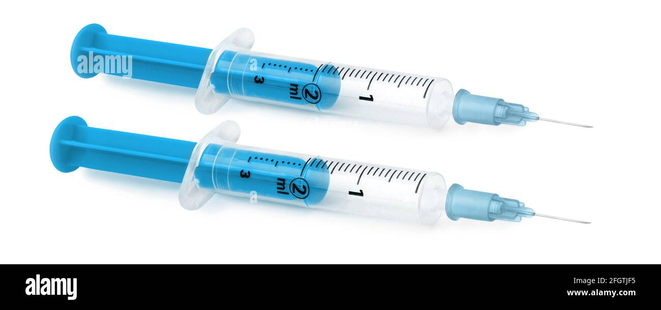 Two injections against white background close up Stock Photo - Alamy
