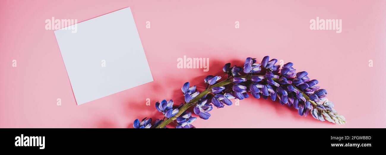 blank white paper card note mockup for text with frame made of flower ...