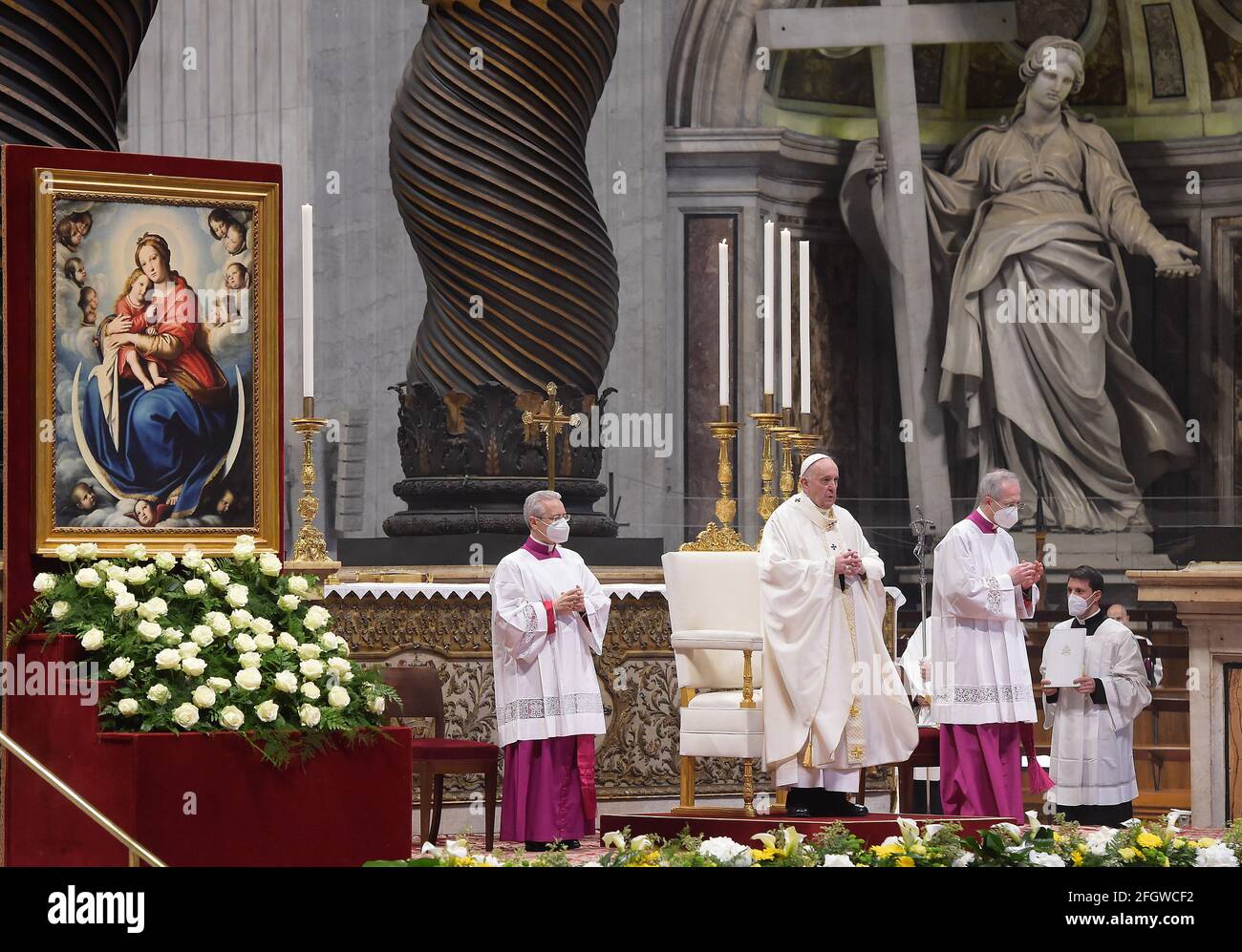 Rome, Italy. 25th Apr, 2021. Pope Francis leads a ceremony to ordain ...
