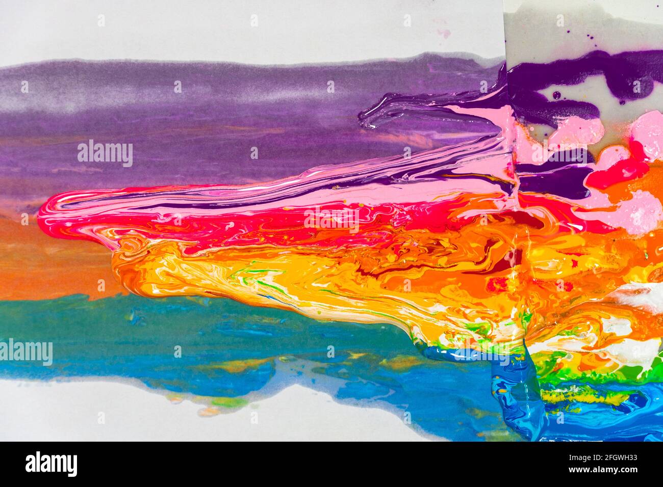 Freeze motion of color exploding. Creating works by real hands, not ...