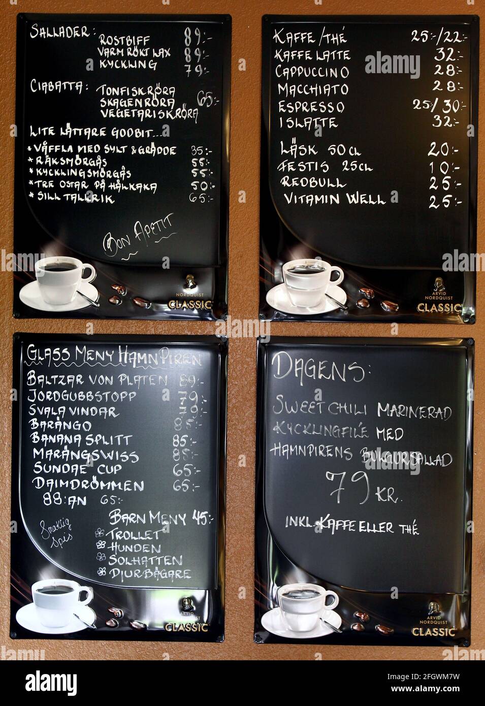 A menu at a café Stock Photo - Alamy
