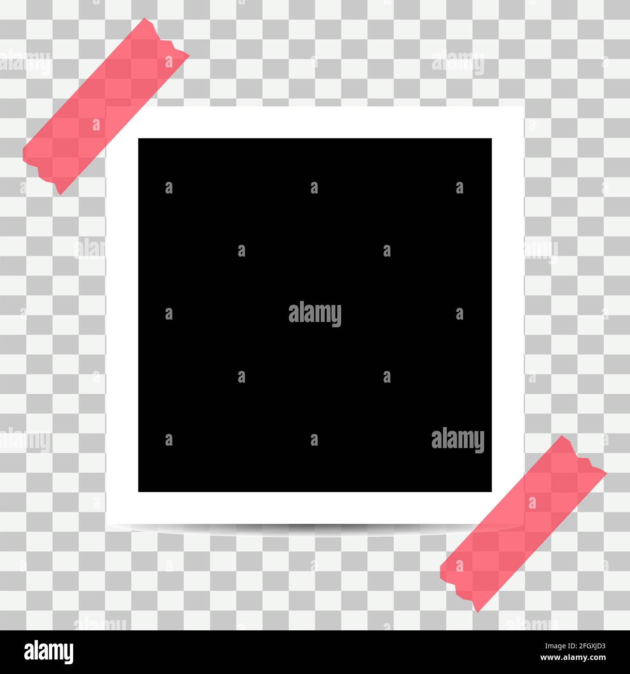 Old photo empty frame isolated on transparent background. Blank instant ...