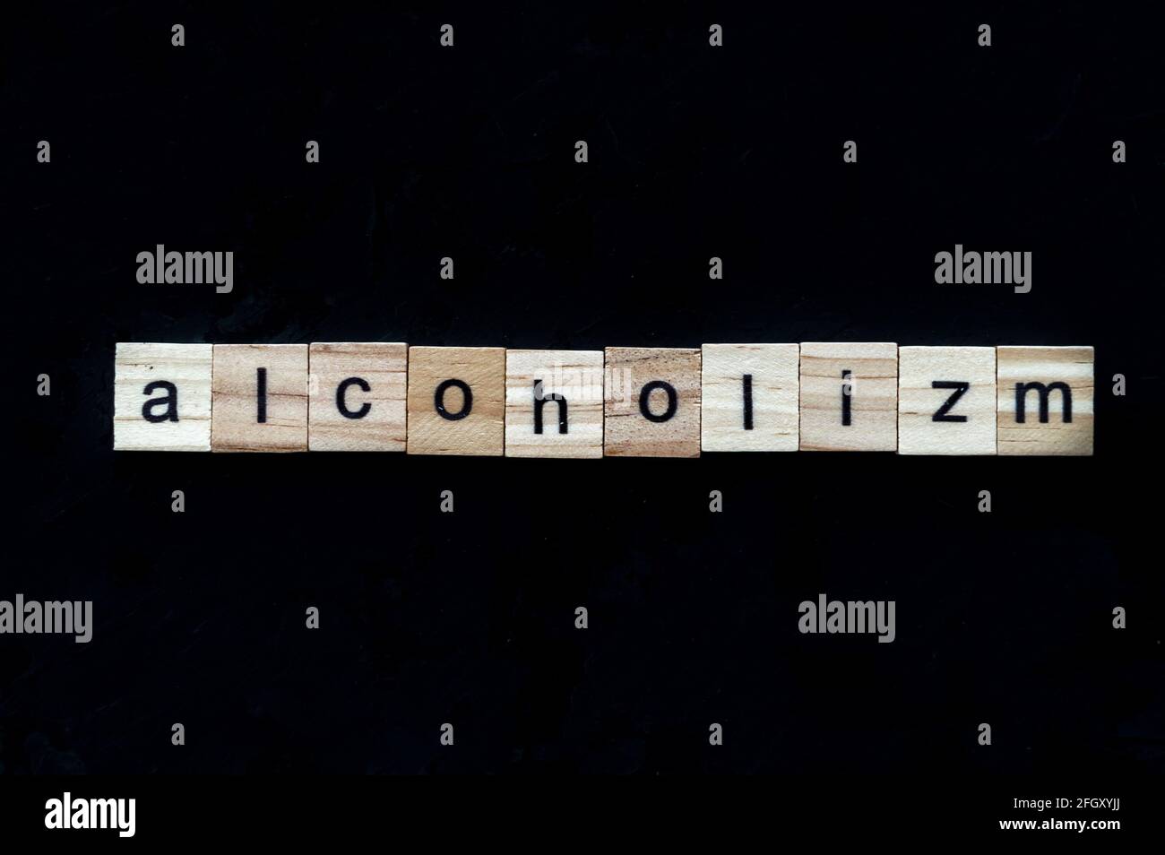 Concept of alcoholism. The inscription on a black background Stock ...