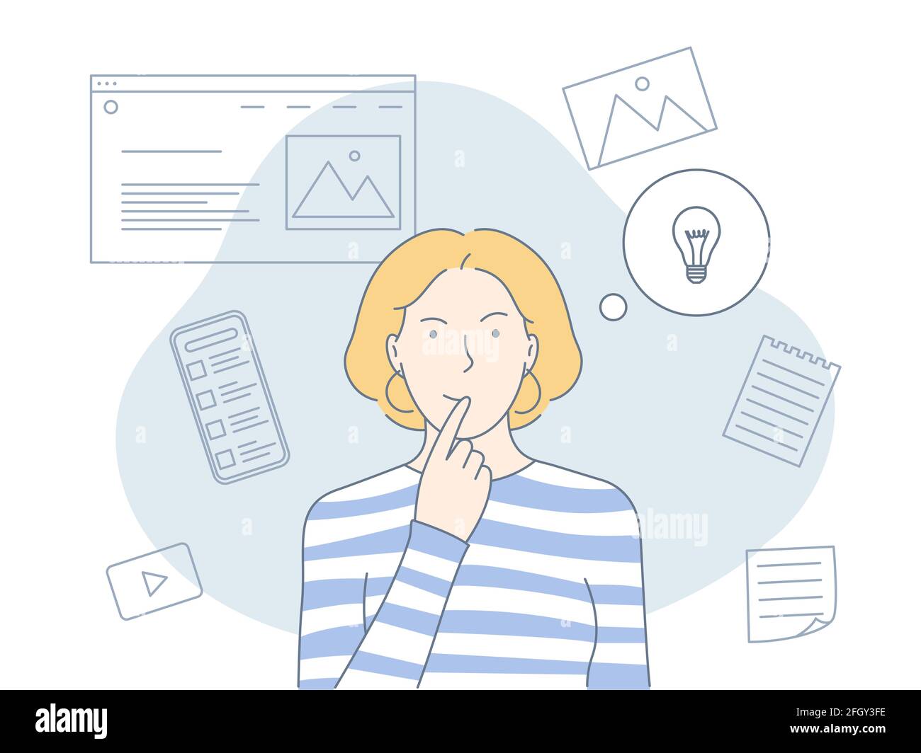 Creative Professions concept. Thought process, search for ideas and ...