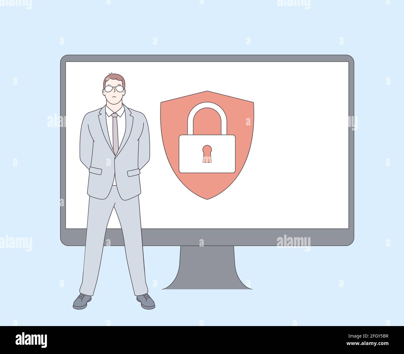 Cyber security, data protection, cyberattacks concept. Personal digital security. Defence ...