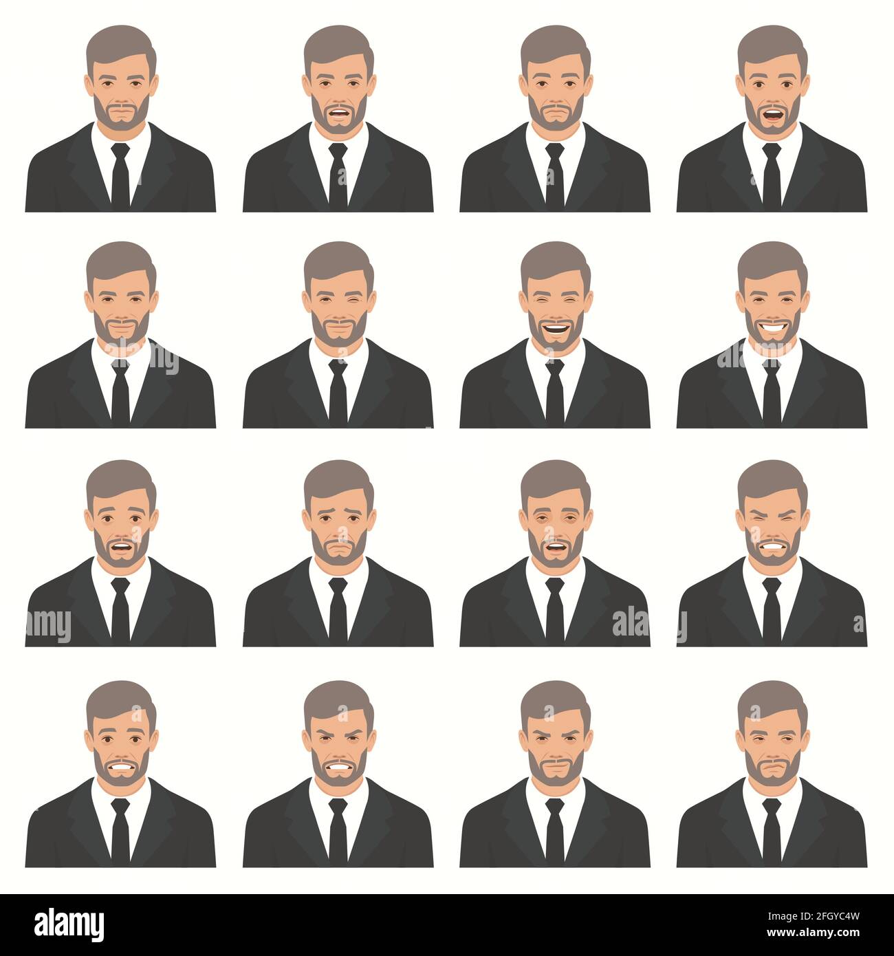 vector illustration of a face expressions, set of a different face ...