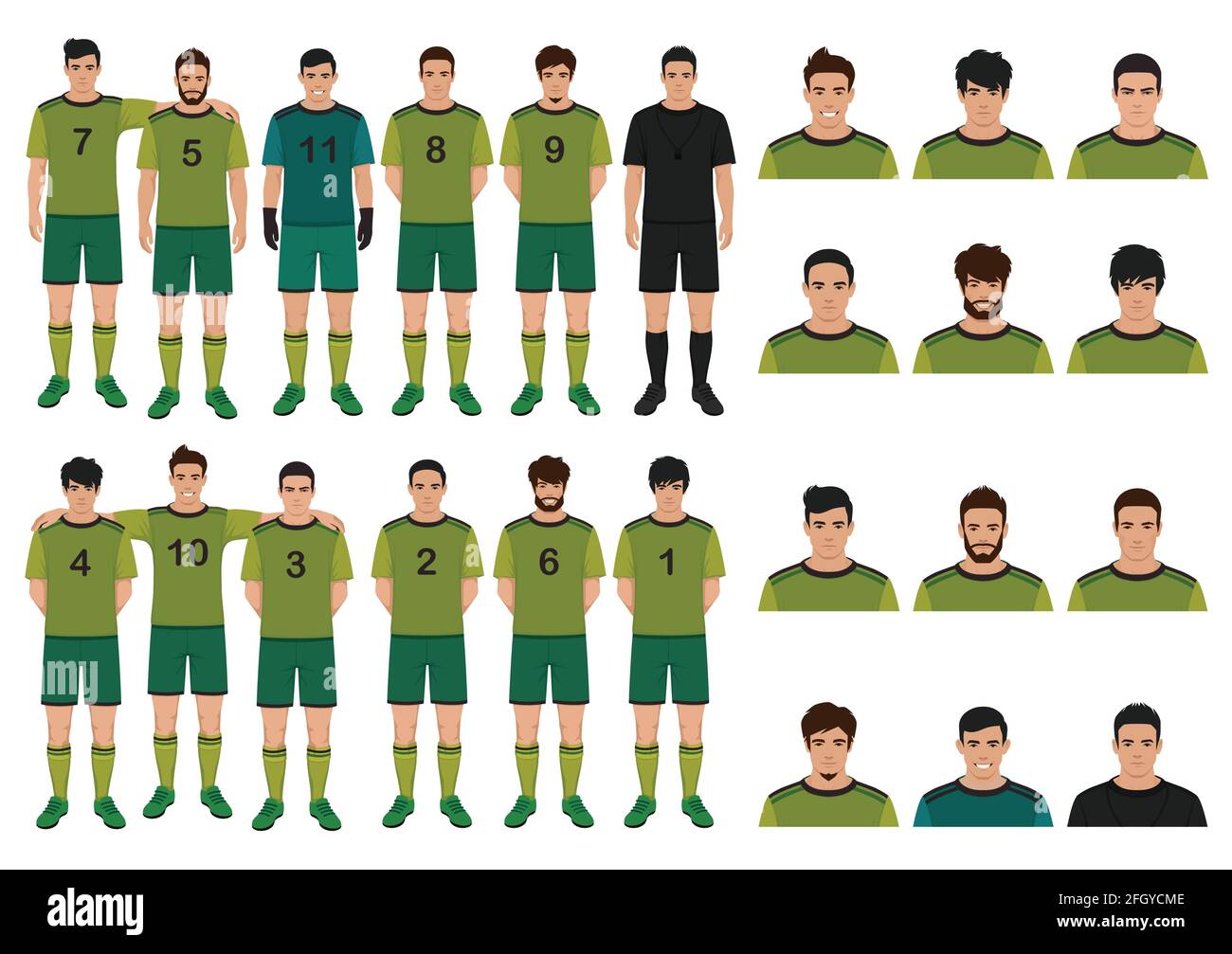 vector illustration of soccer players, football team people Stock ...