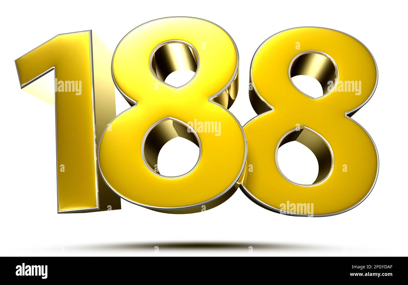 188 gold 3D illustration on white background with clipping path Stock ...