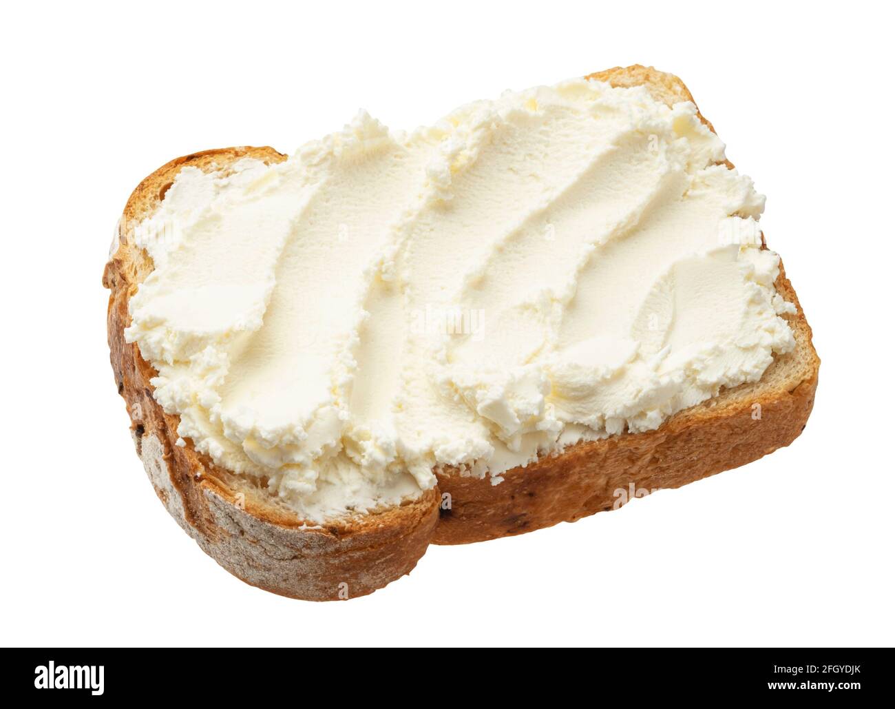 Bread with cream cheese isolated on white background Stock Photo - Alamy