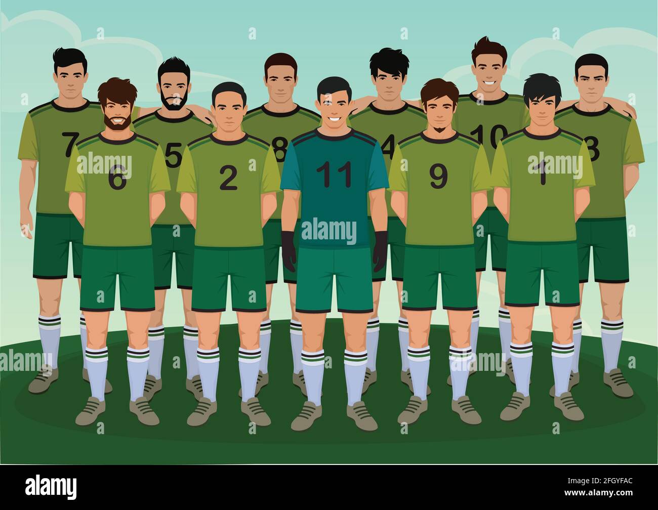 vector illustration of soccer players, football team people Stock ...