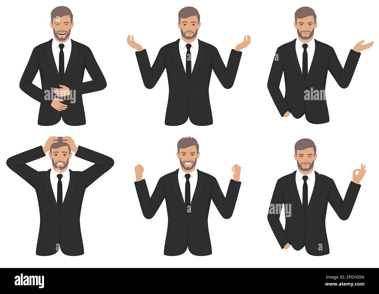 vector illustration of a man character expressions with hands gesture ...