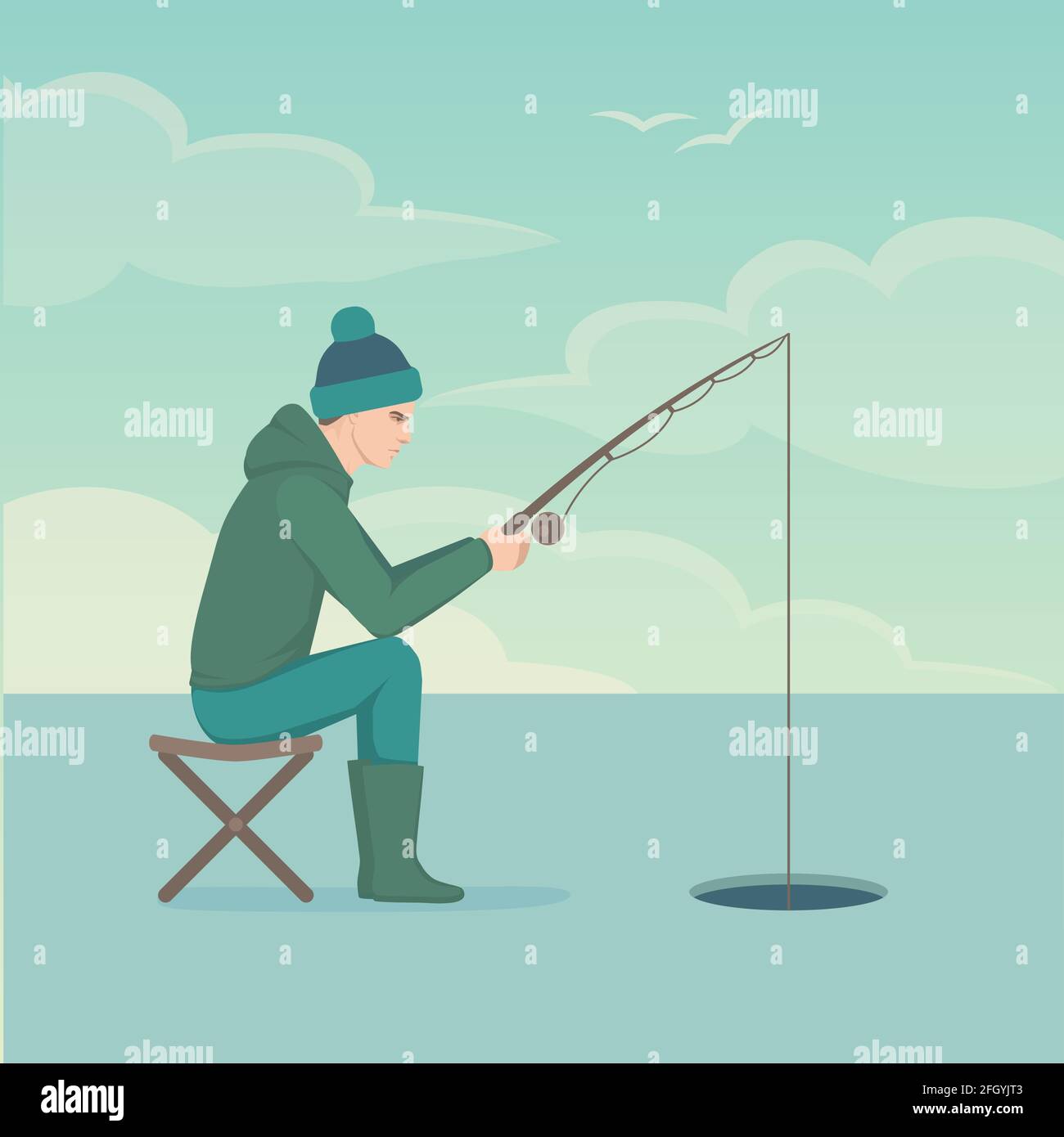 fishing person, relaxation activity Stock Vector Image & Art - Alamy
