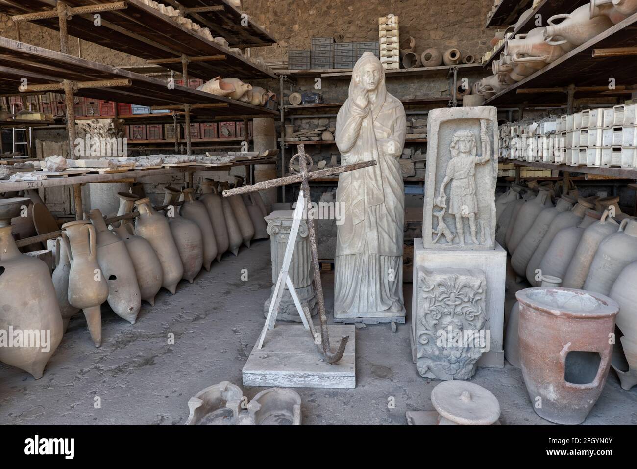 Ancient Roman archeological finds at Mensa Ponderaria in Pompeii, Italy ...