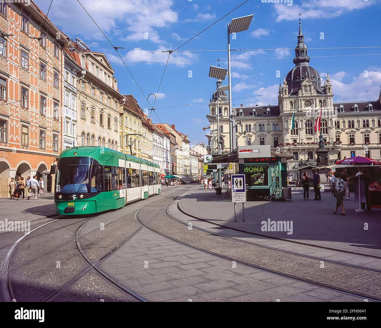Colourful street scenes in the city of Graz with its brightly coloured ...
