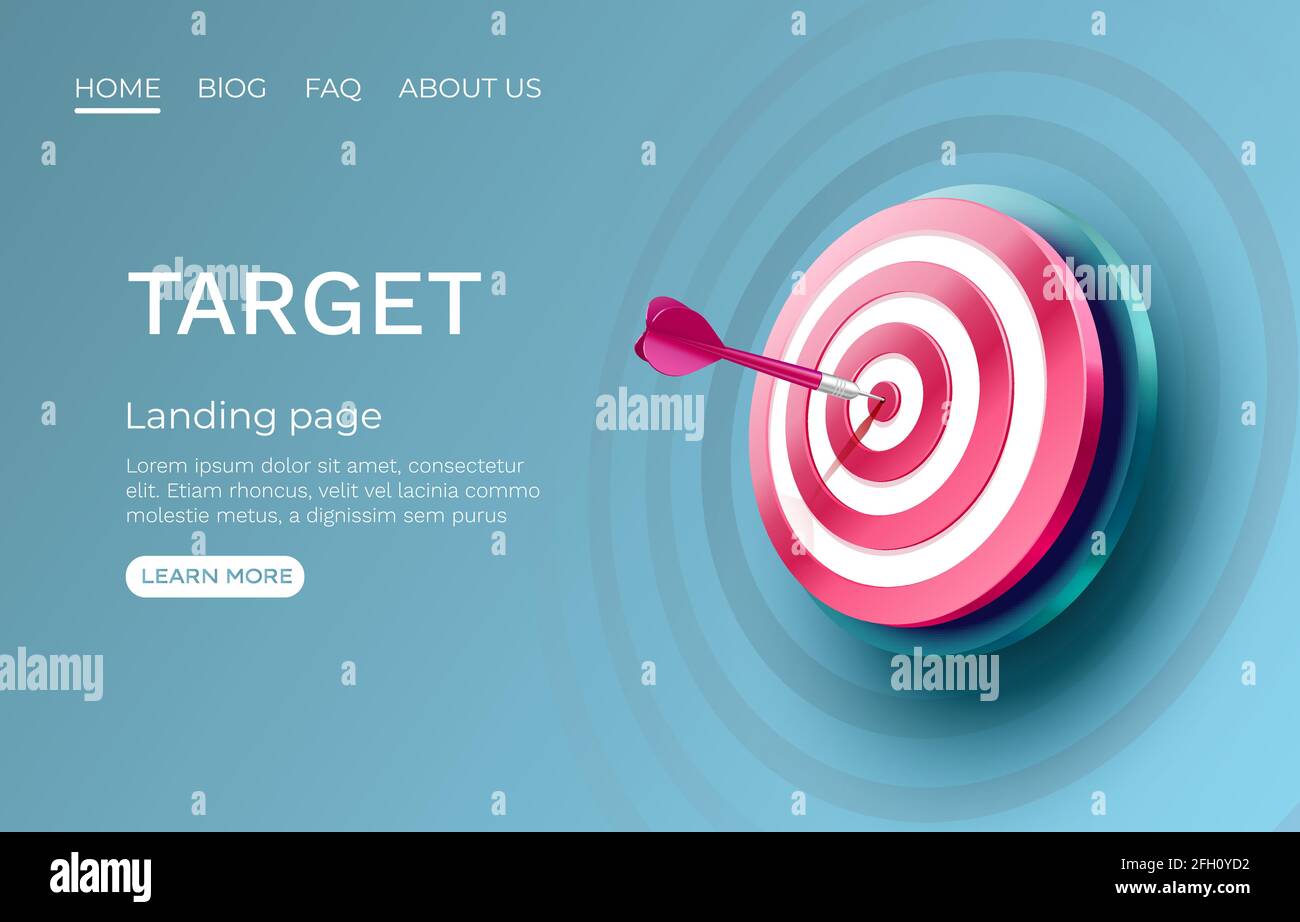 Target landing page, banner business 3d icon. Vector illustration Stock ...