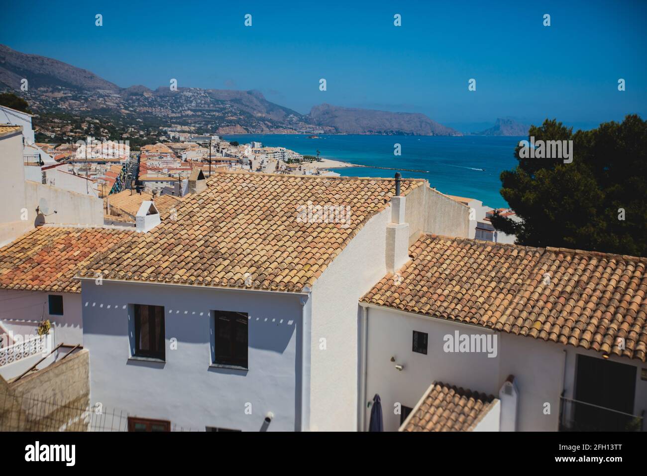 Beautiful summer sunny view of Altea old town, Altea, Marina Baixa ...