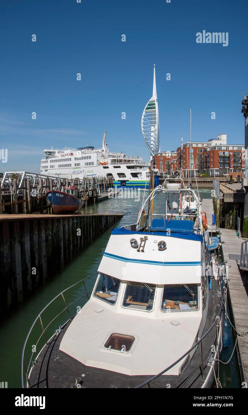 Portsmouth, England, UK. 2021. A hybrid energy powered Isle of Wight ...