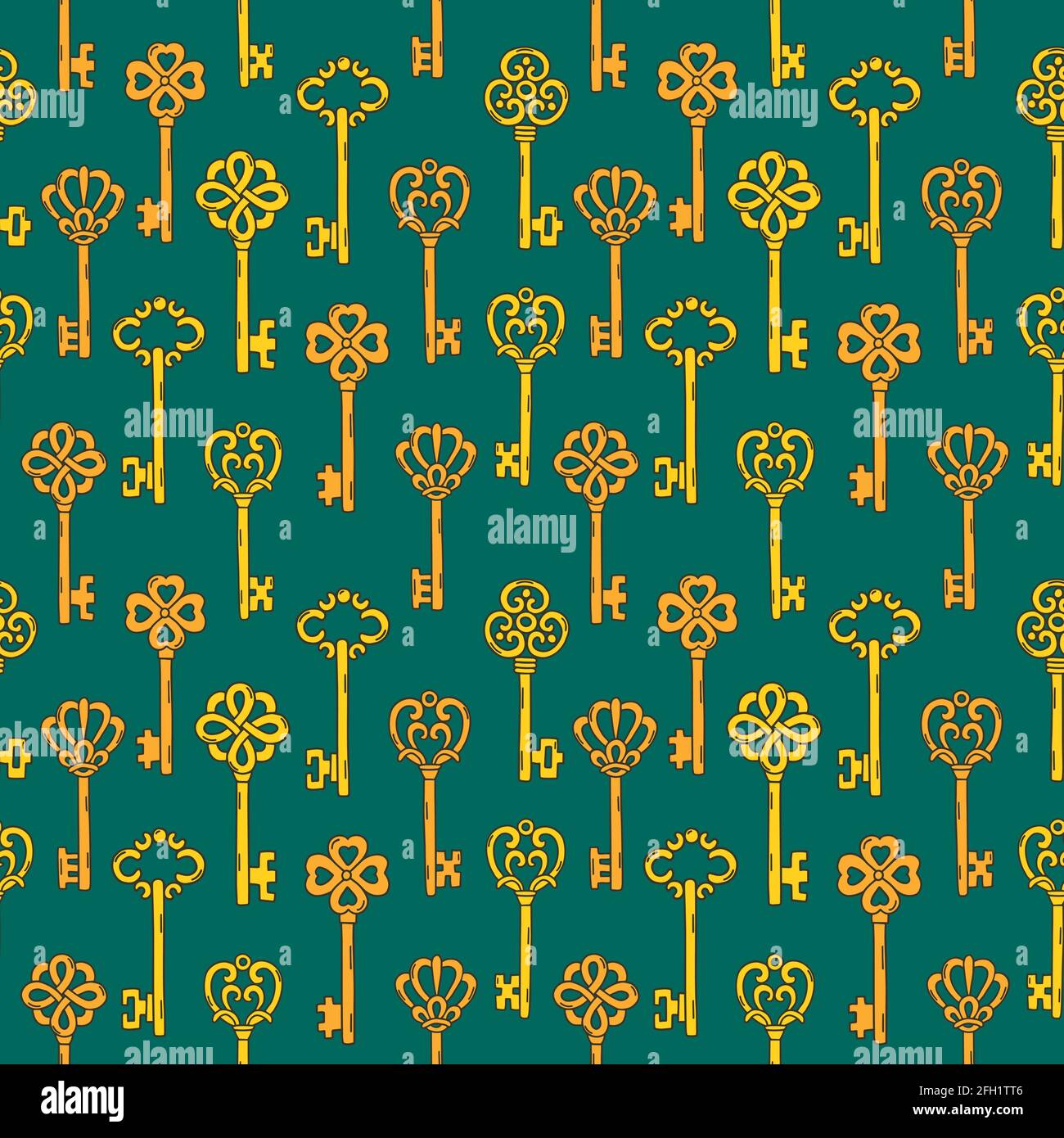Seamless pattern with beautiful vintage key. Vector illustration Stock ...