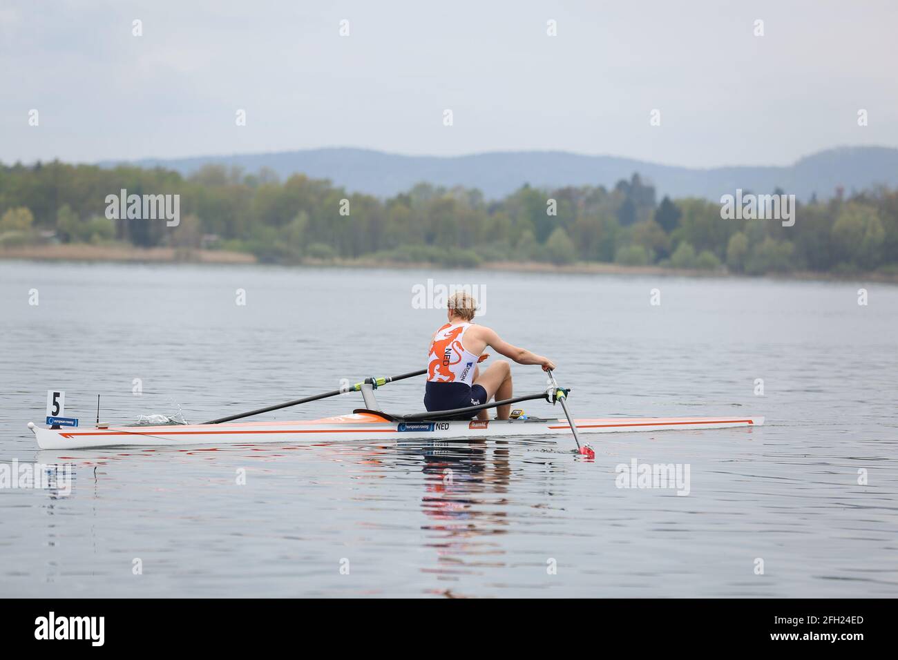 Finn Florijn of Netherlands competes in the Men's Single Sculls ...