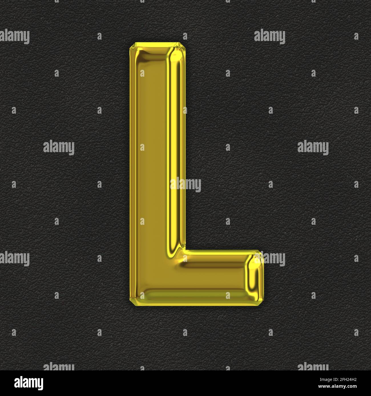 square graphic with the golden upper-case character L on black leather ...