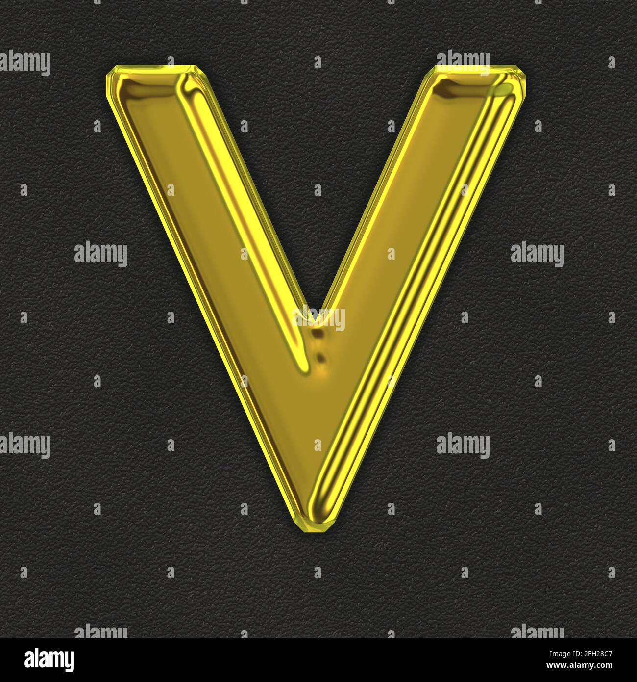 square graphic with the golden upper-case character V on black leather ...