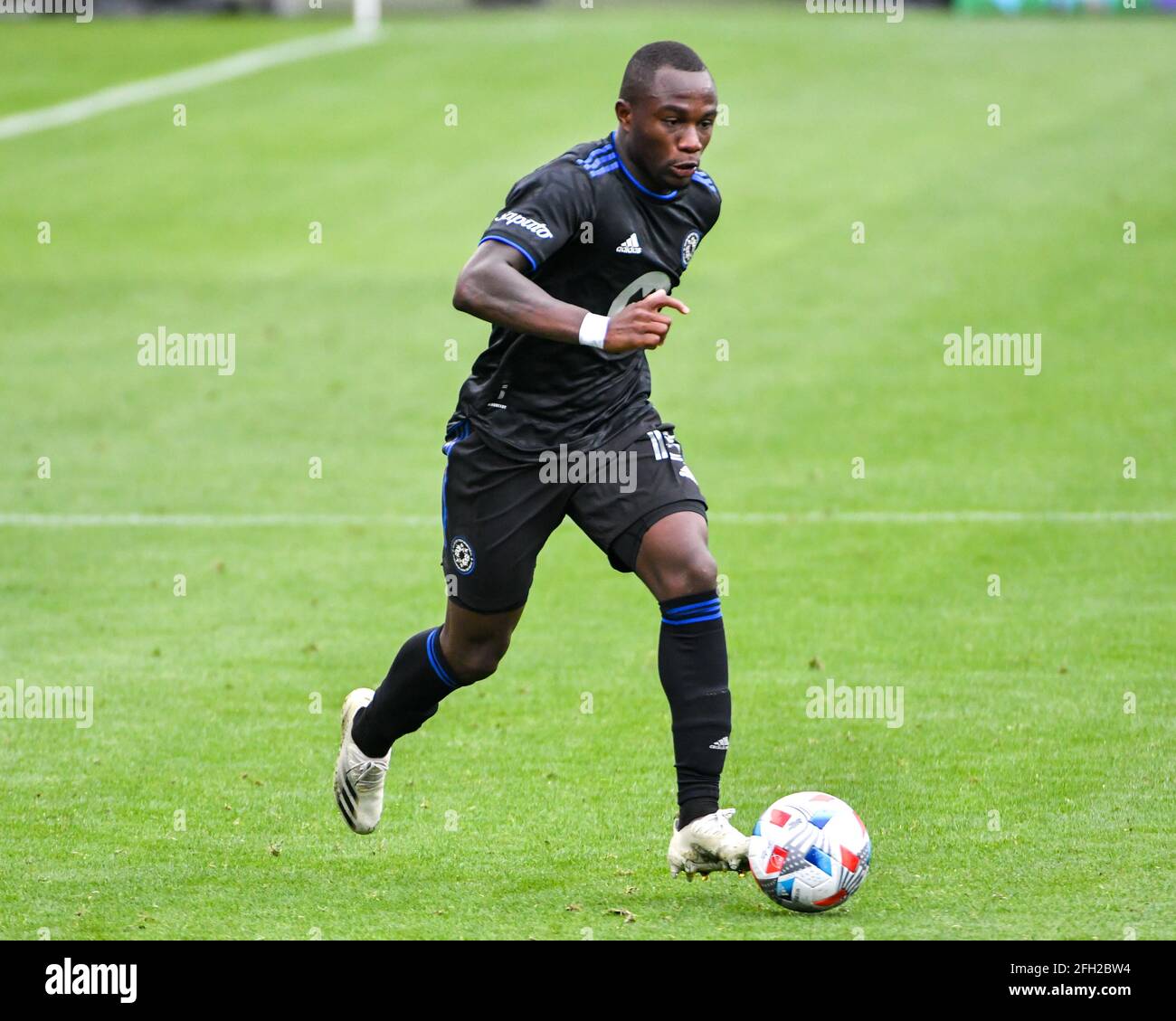 Nashville, TN, USA. 24th Apr, 2021. Montreal defender, Zachary Brault ...