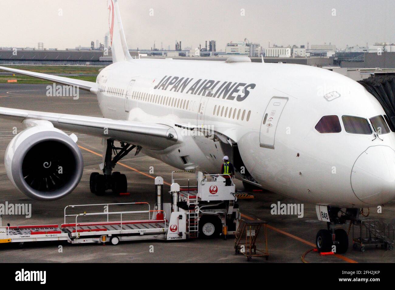 A Japan Airline (JAL) airplane seen at the Tokyo International Airport ...