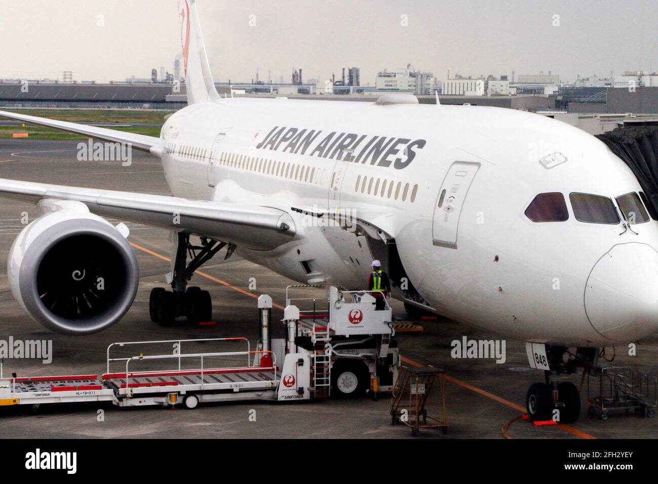 Tokyo, Japan. 25th Apr, 2021. A Japan Airline (JAL) airplane seen at ...