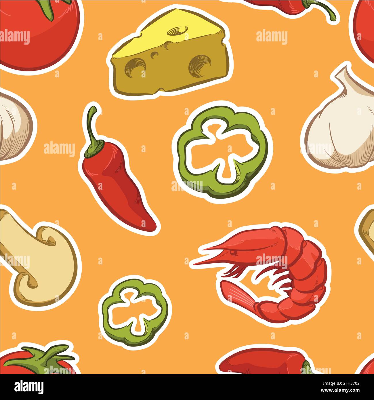 Seamless Pattern Background Pizza Restaurant Parlor Ingredient Stock ...