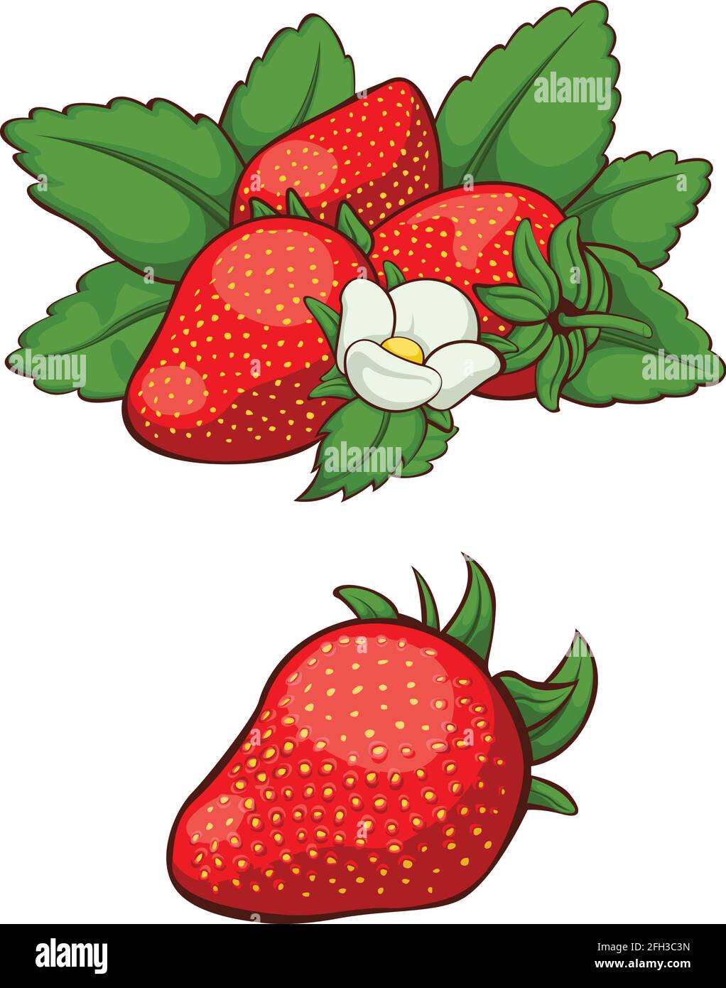 Fresh Red Strawberry Fruit Cartoon Vector Isolated Illustration Stock ...