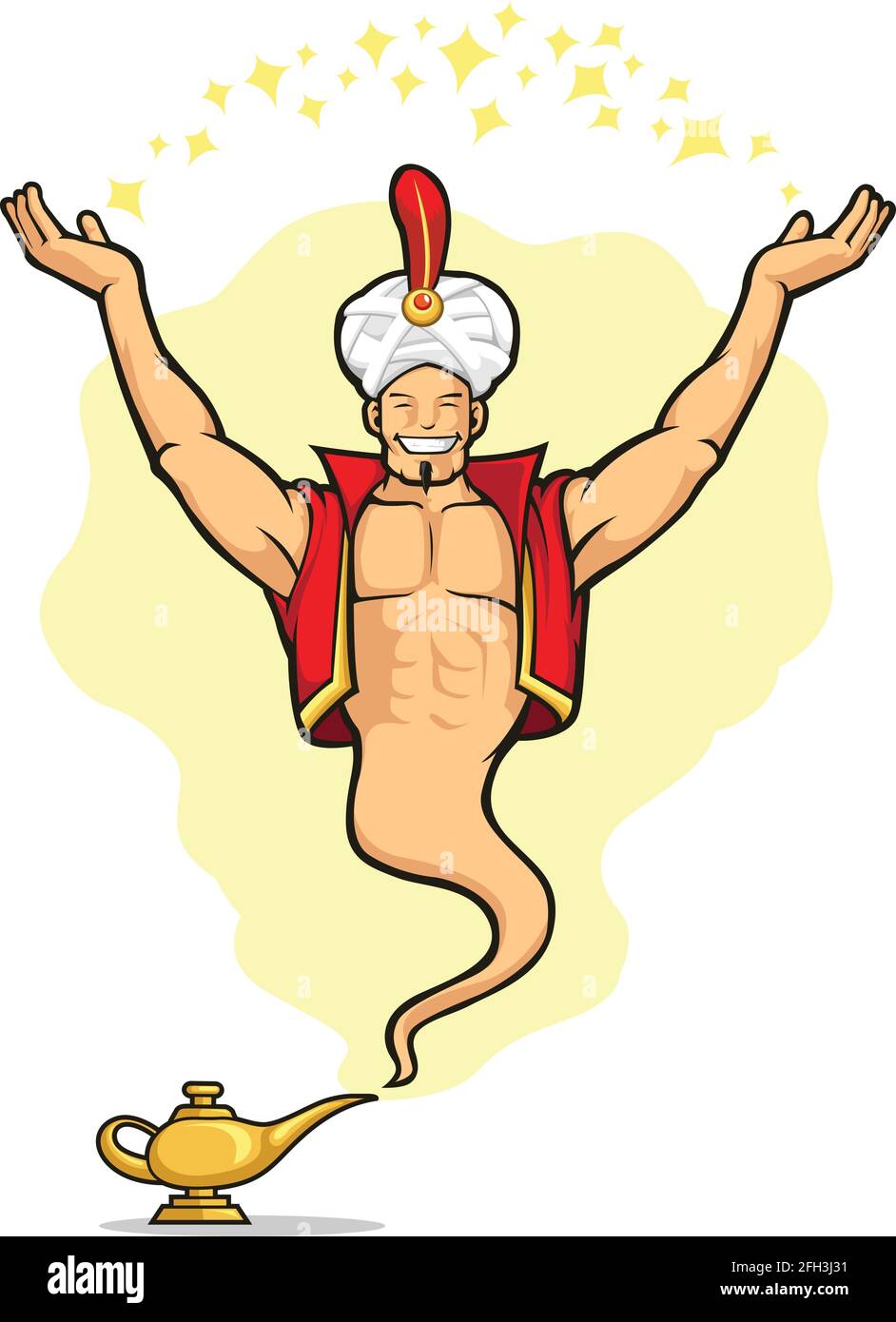 Magic Lamp Genie Fulfilling Wish Granting Dream Cartoon Illustration Stock Vector Image & Art ...