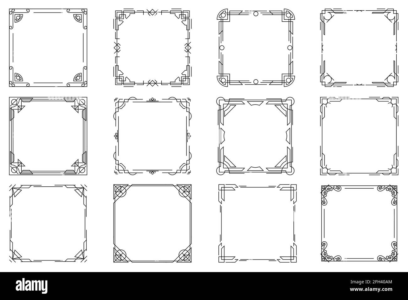 Thin line geometric frames, vector linear frames. Frame square linear ...