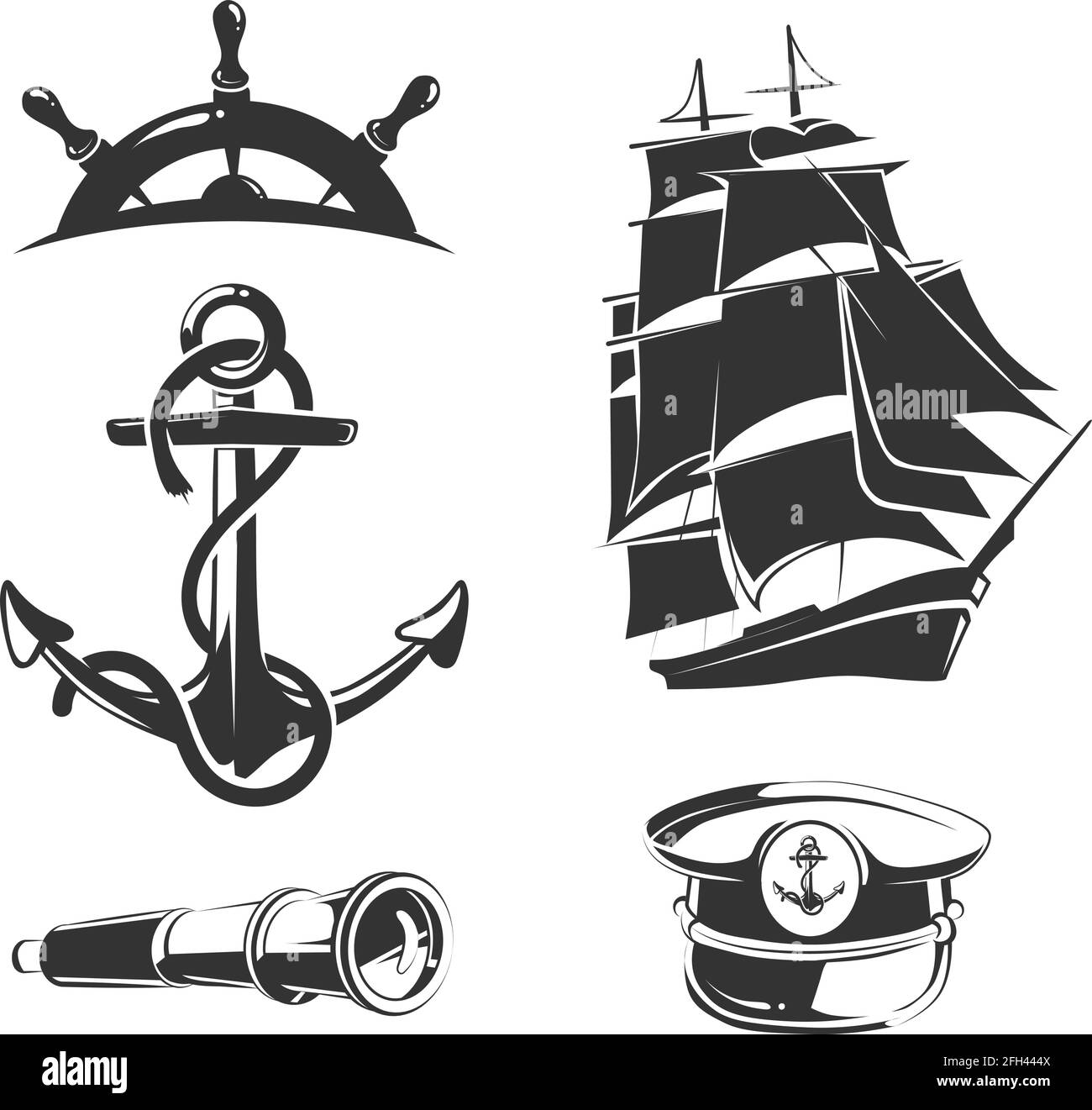 Vector nautical elements for vintage labels. Anchor label, nautical ...