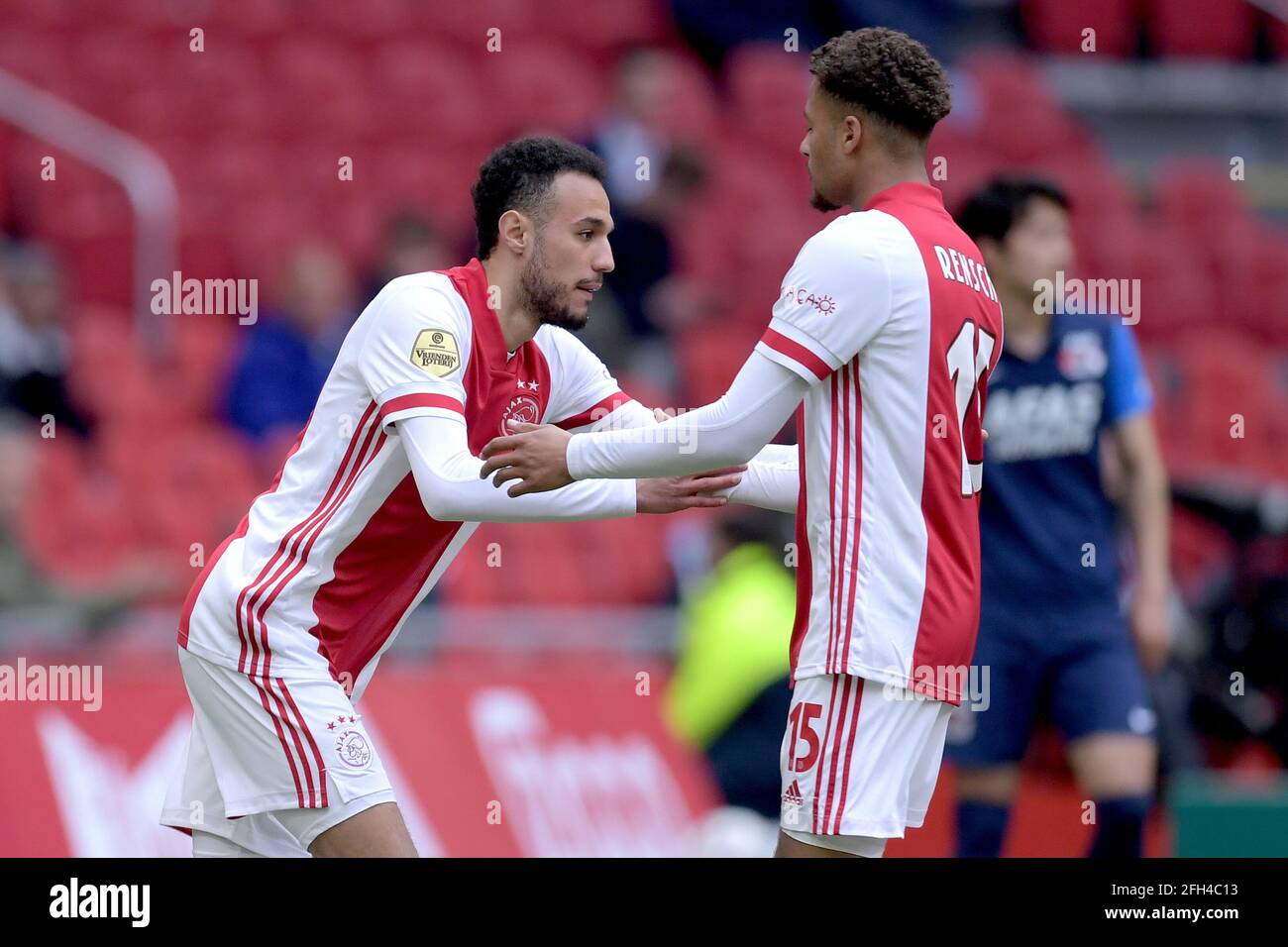 AMSTERDAM, NETHERLANDS - APRIL 25: Noussair Mazraoui of Ajax, Devyne ...