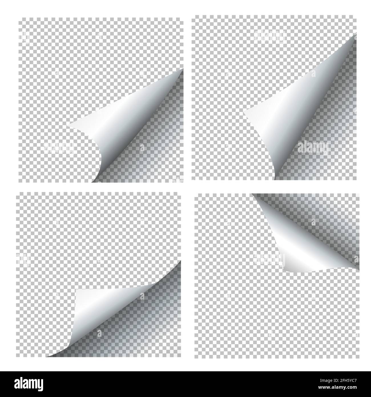 Curled paper sheets. Page curls set vector illustration. Collection of ...