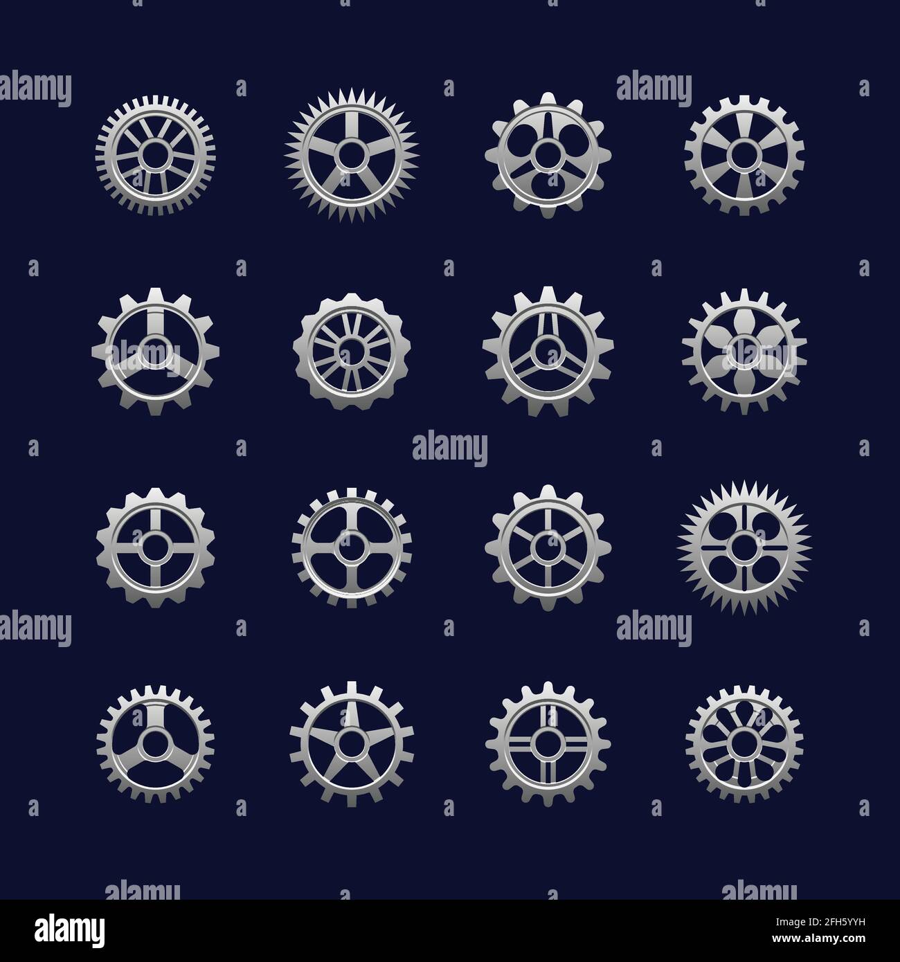 Metal gears and cogwheels for transmission. Set of realistic cog wheels ...