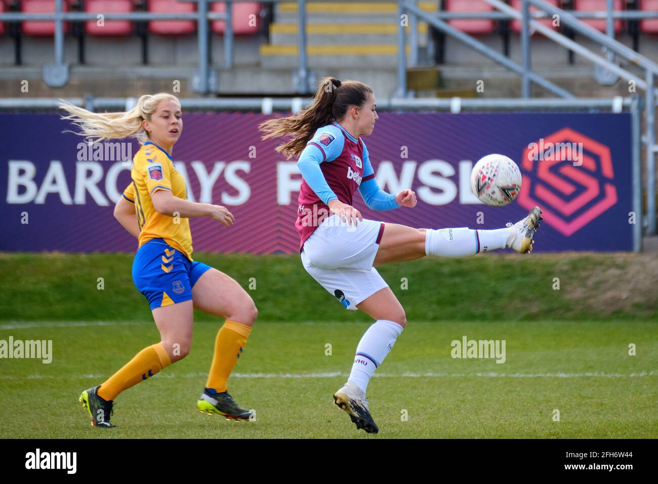 Dagenham, UK. 25th Apr, 2021. Cecilie Redisch (#2 West Ham United ...