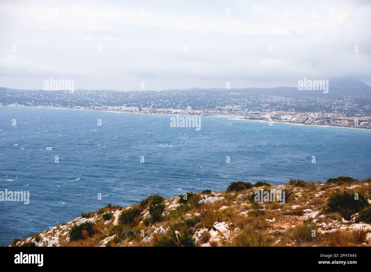 Beautiful super wide-angle aerial view of Xabia, Javea, Marina Alta ...