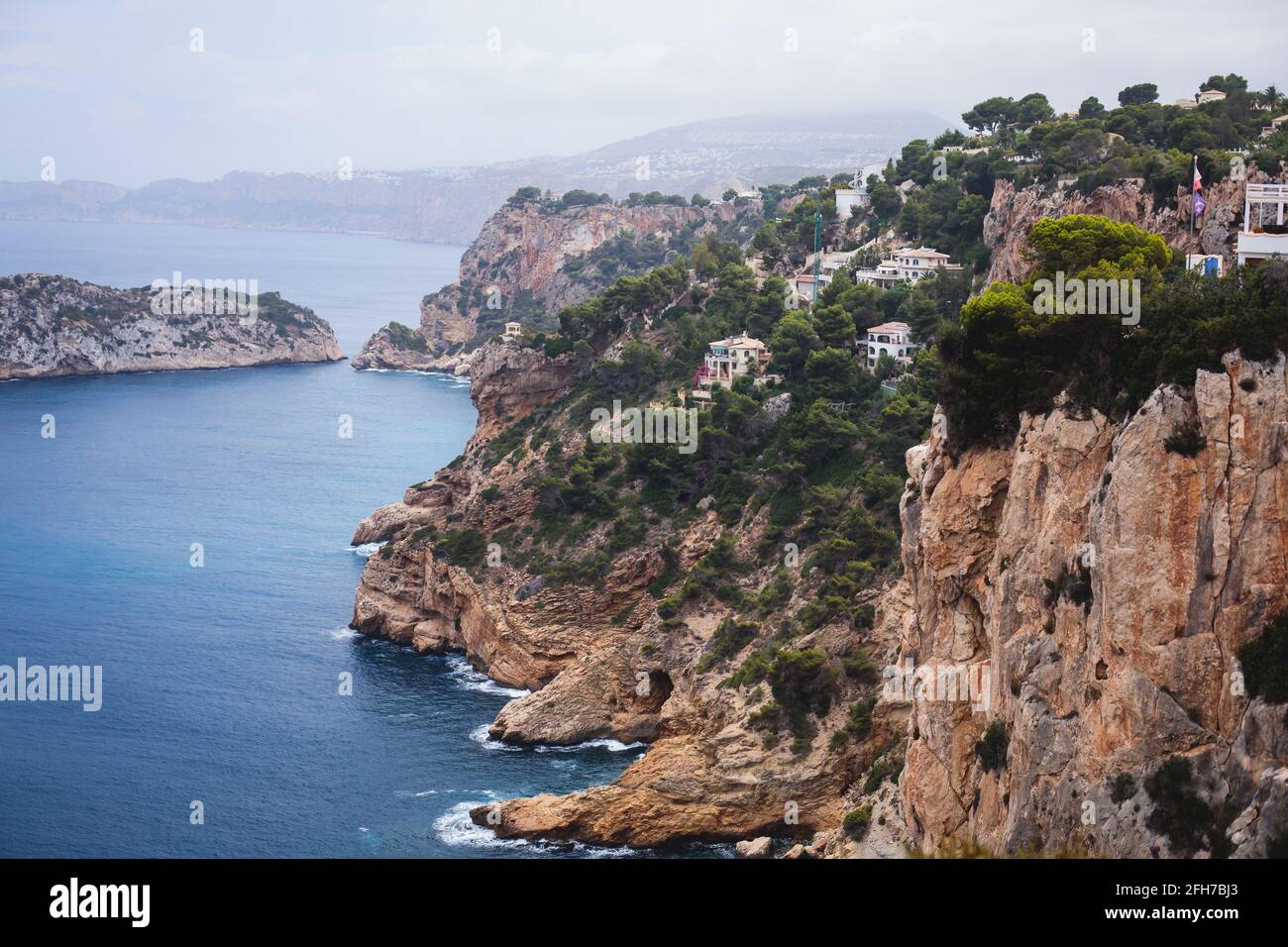 Beautiful super wide-angle aerial view of Xabia, Javea, Marina Alta ...