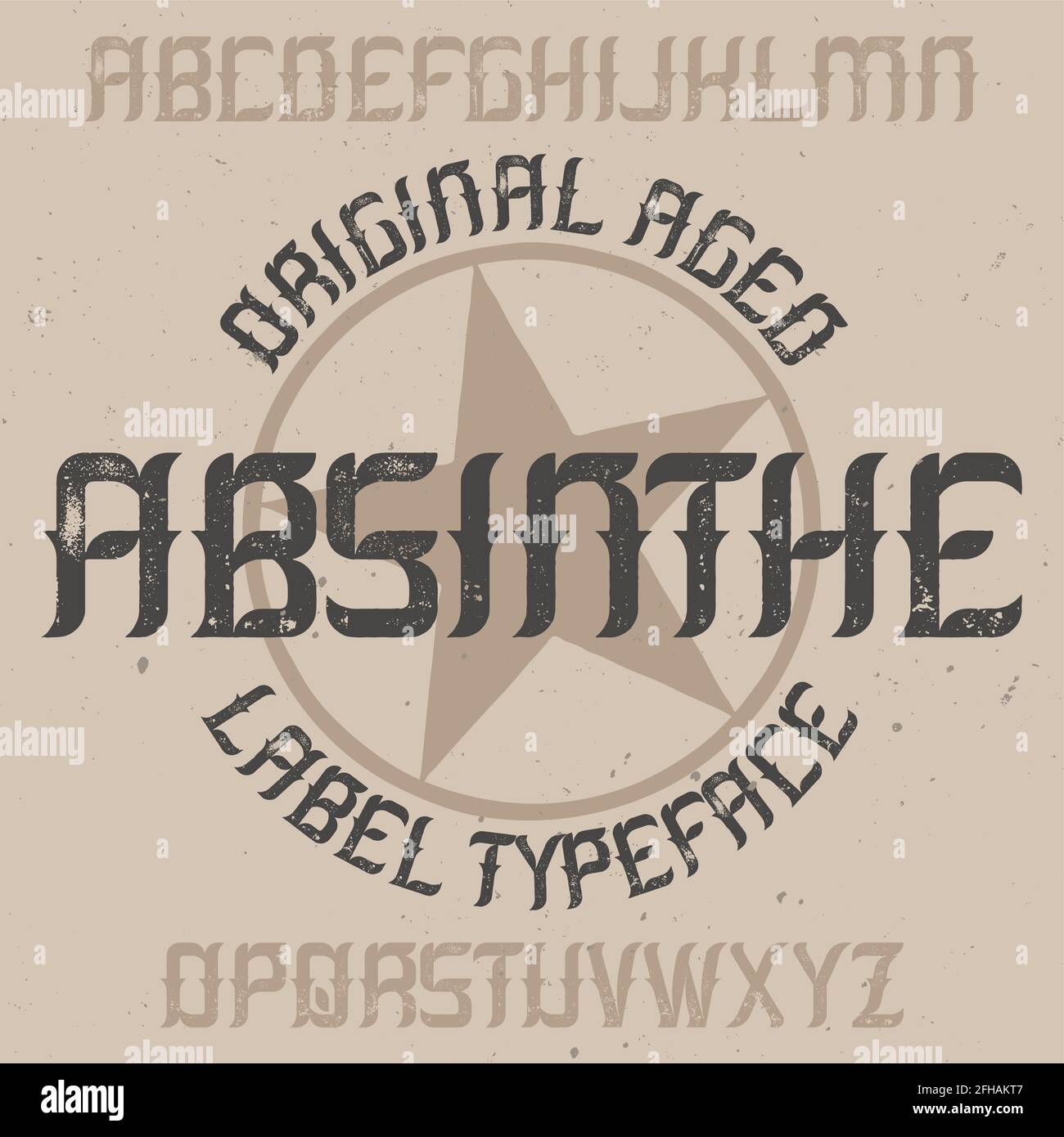 Absinthe label font and sample label design with decoration ...