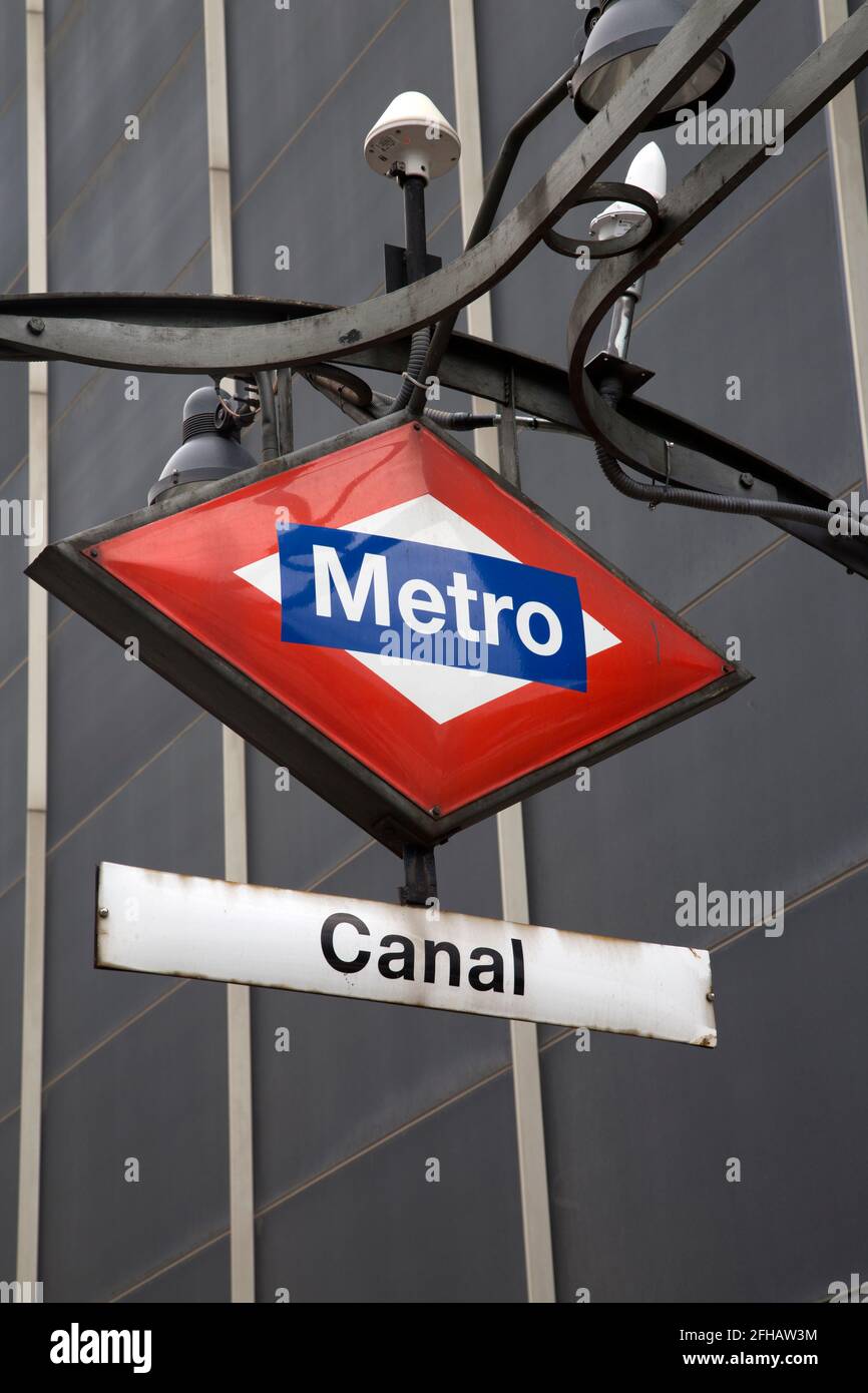 Canal Metro Underground Station Sign; Madrid; Spain Stock Photo - Alamy