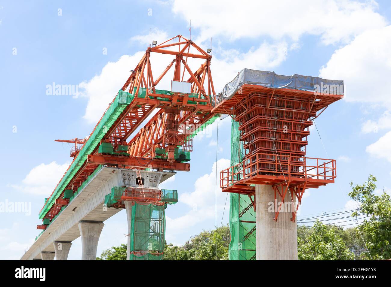 sky train elevated railway, infrastructure in city for mass ...