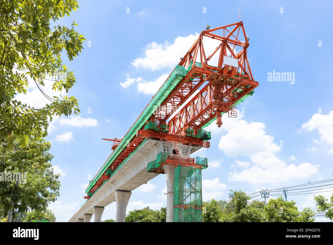 sky train elevated railway, infrastructure in city for mass ...