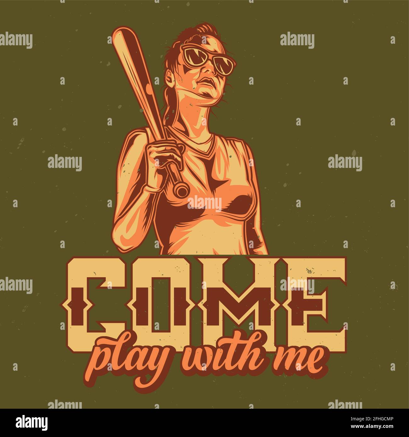 T-shirt or poster design with illustration of girl in sunglasses with ...