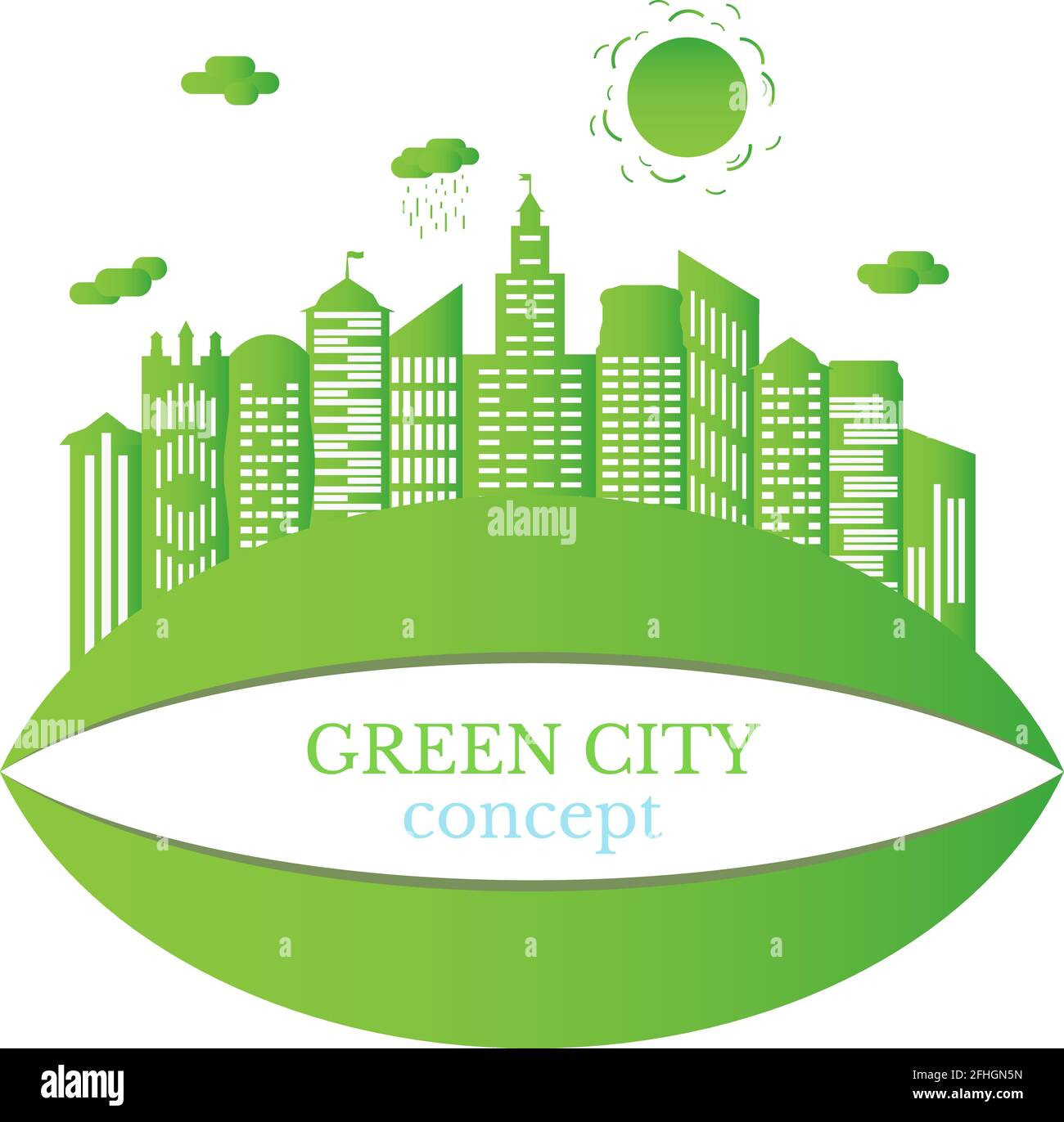 Green city concept. The combination of architecture with nature ...