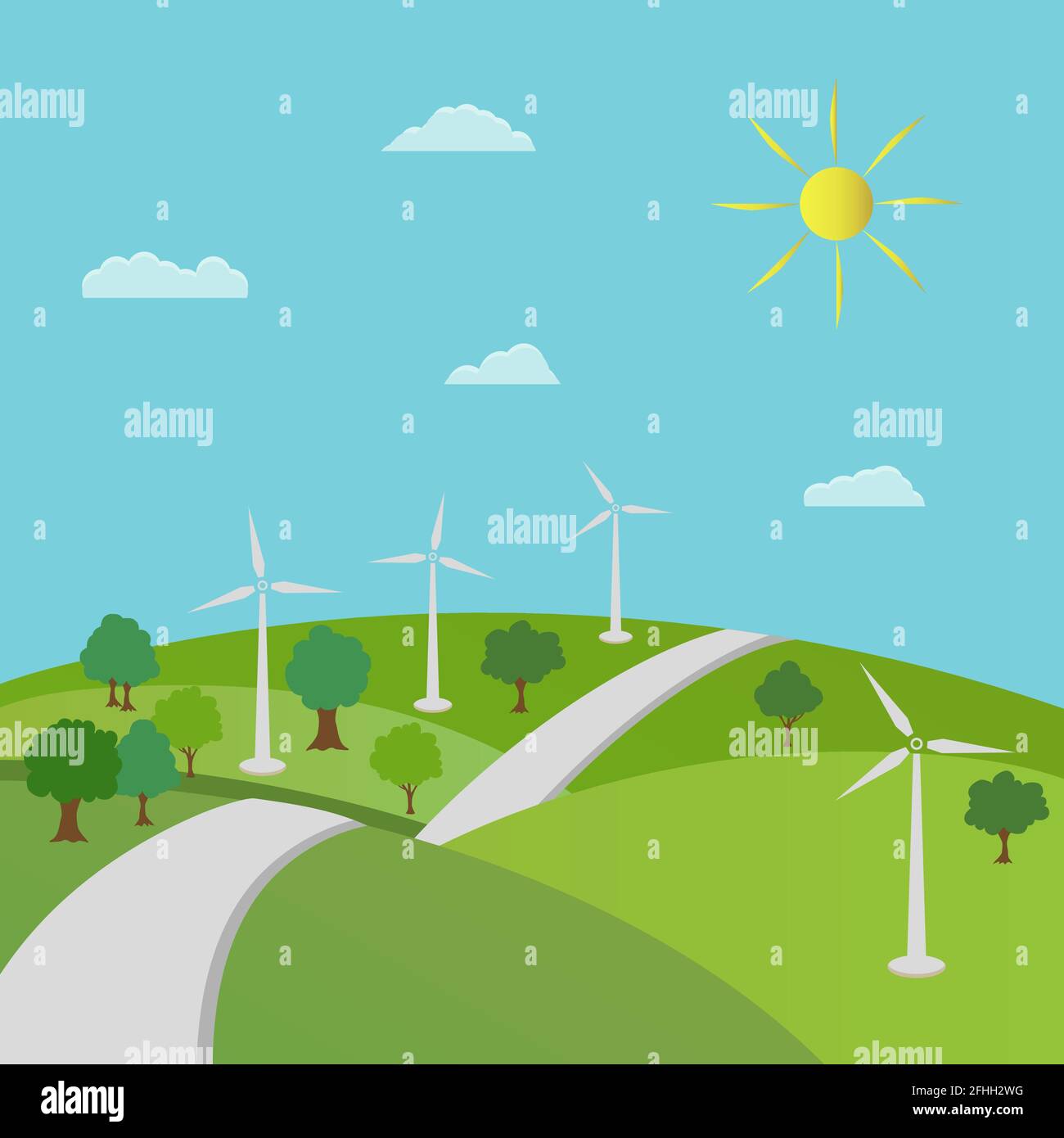 Ecology concept and environment conservation. Nature landscape with ...