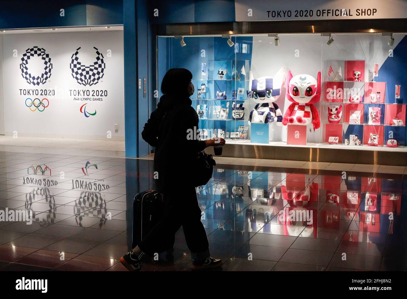 A shopper seen in the official shop of the Tokyo Olympics 2020 in Tokyo ...