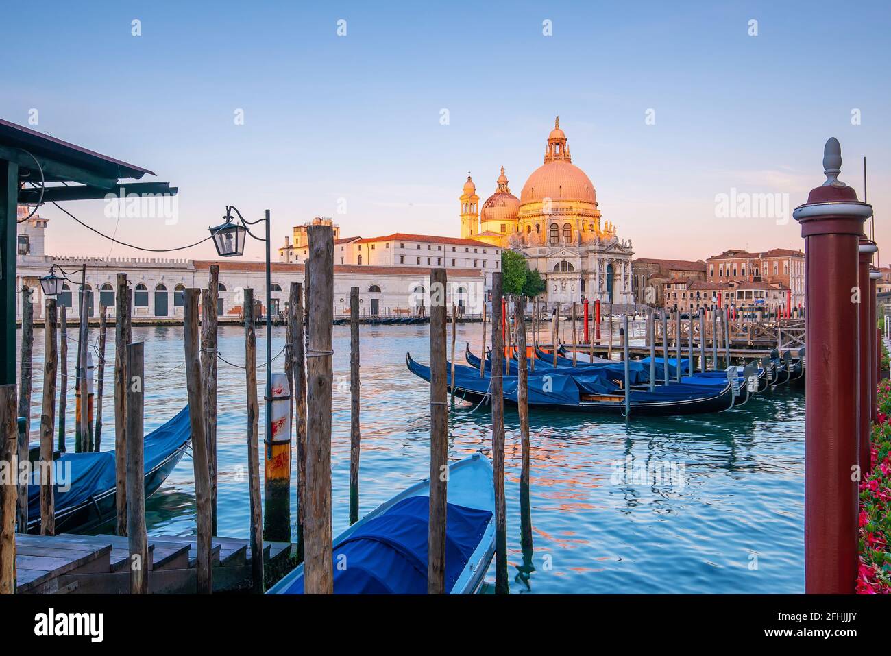 Cityscape image of Venice, in Italy during sunrise with Gondolas Stock ...